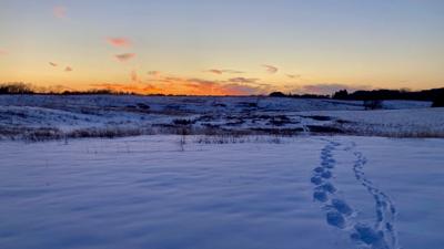 sunset in winter time