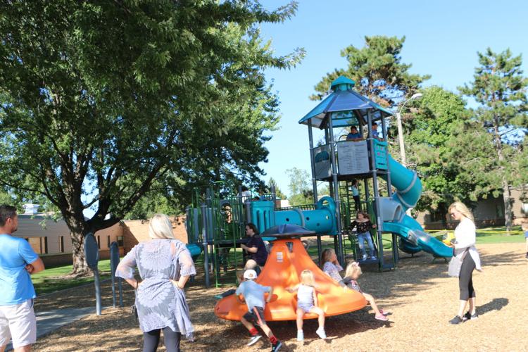 Farmington Elementary celebrates new playground equipment with a block ...