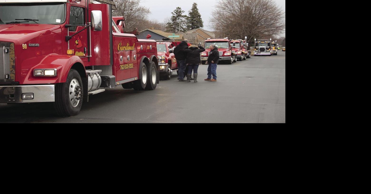 Tow trucks line Osseo street in remembrance of Cardinal Towing owner ...