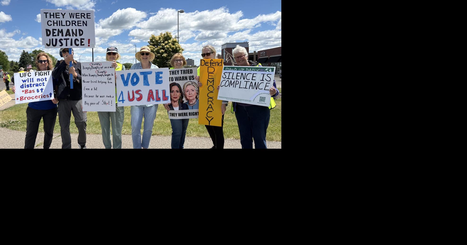 Local residents protest at No Kings Rally in Eagan | Free ...