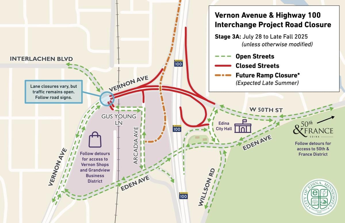Highway 100 project update: On-ramp at West 50th Street to close July ...