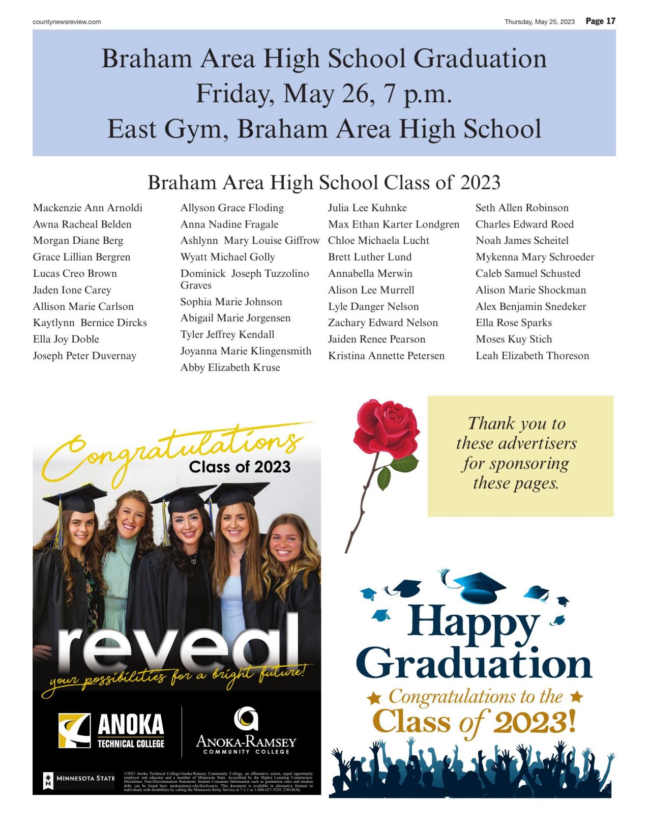 Braham Area High School graduation 2023 | Local News | hometownsource.com