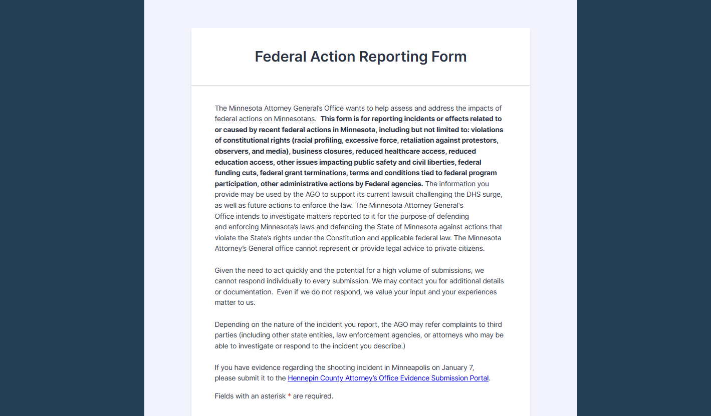 Minnesota launches on-line reporting form to share impacts of federal ...