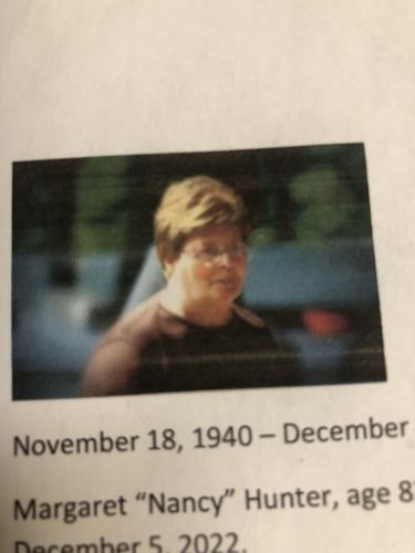 Margaret 'Nancy' Hunter | Obituaries | huntingdondailynews.com