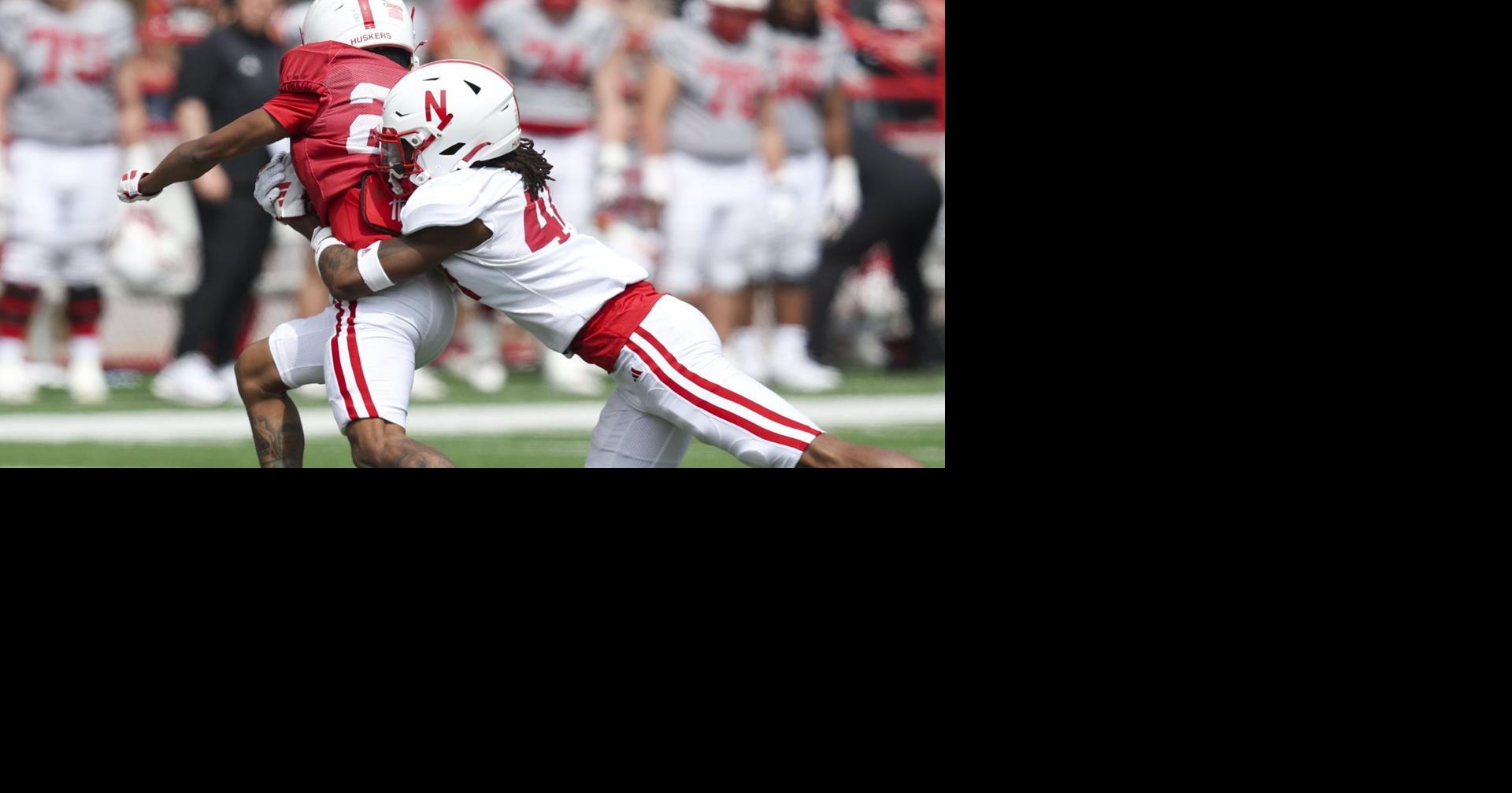 Nebraska's Braylen Prude and Larry Tarver stay with Huskers