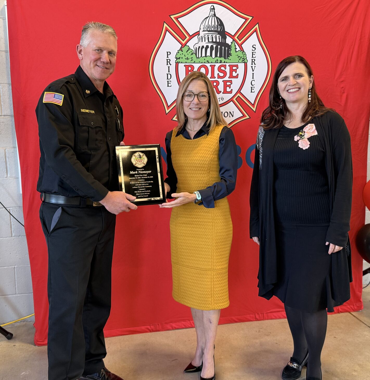 Boise Fire Chief Niemeyer joined by city, state leaders in retirement ...