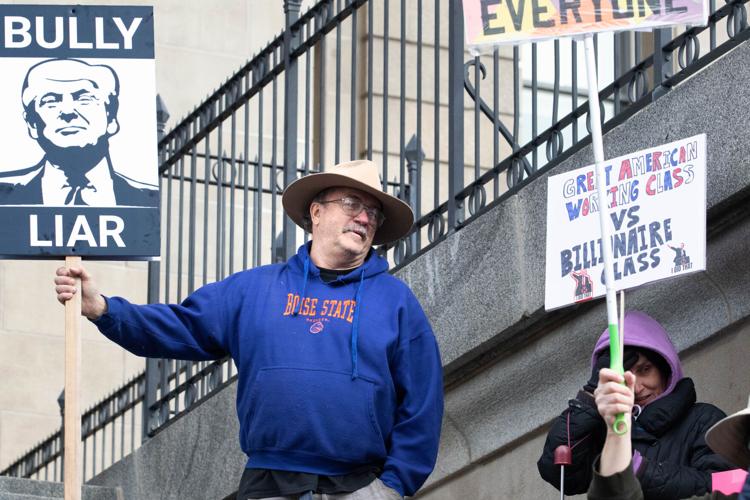 Hundreds turn out to protest actions taken by Trump administration ...