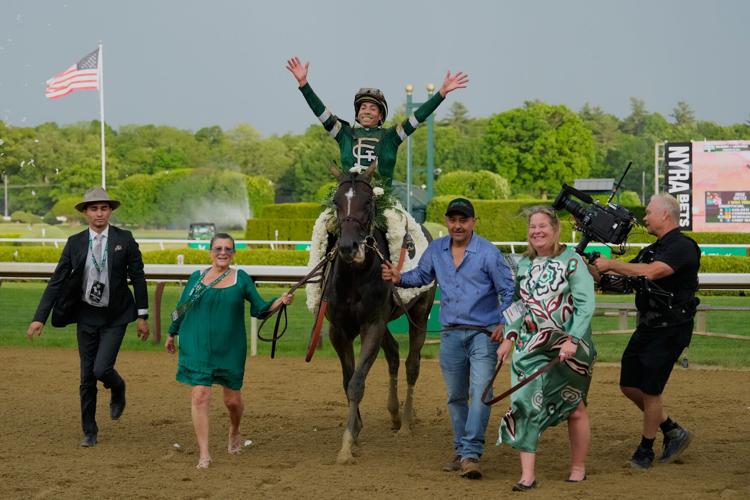 Golden Tempo wins the 158th running of the Belmont Stakes after winning ...