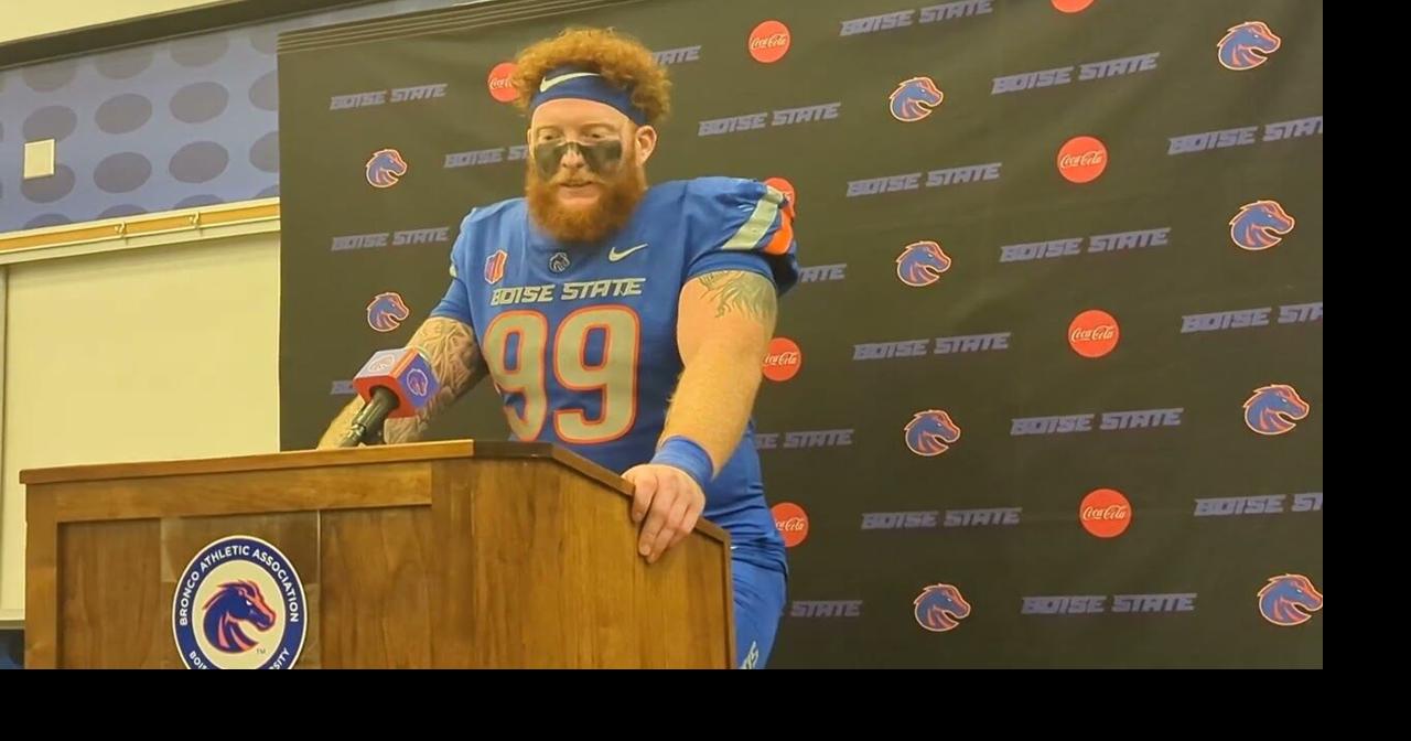 Boise State's Scott Matlock speaks with the media following a 42-23 win ...