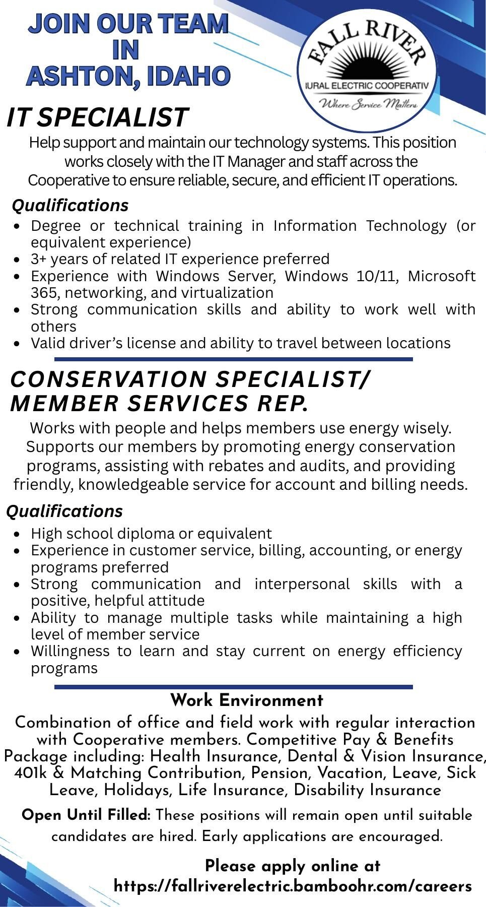 Fall River Electric Hiring | Help Wanted | idahostatejournal.com