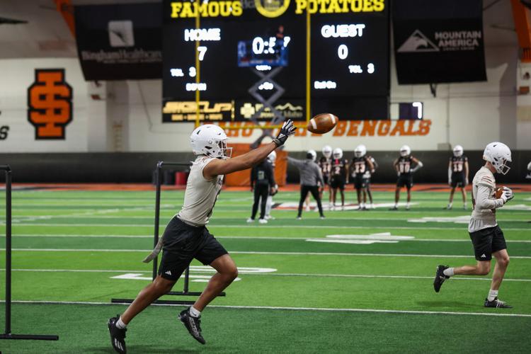 Photos of ISU Spring Football practice at the ICCU Dome in Pocatello ...