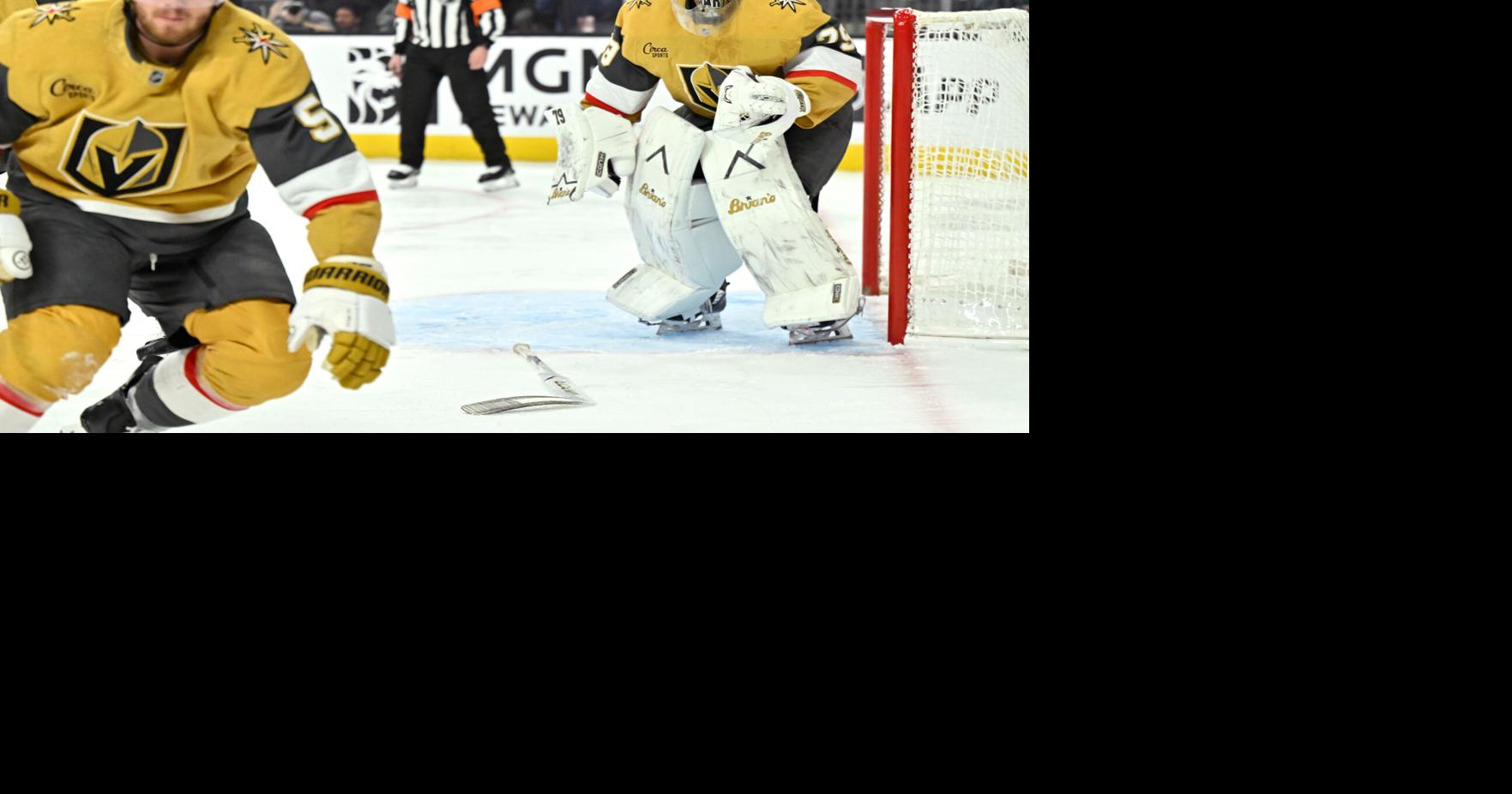 Golden Knights goalie Carter Hart injured in first period against Blue ...