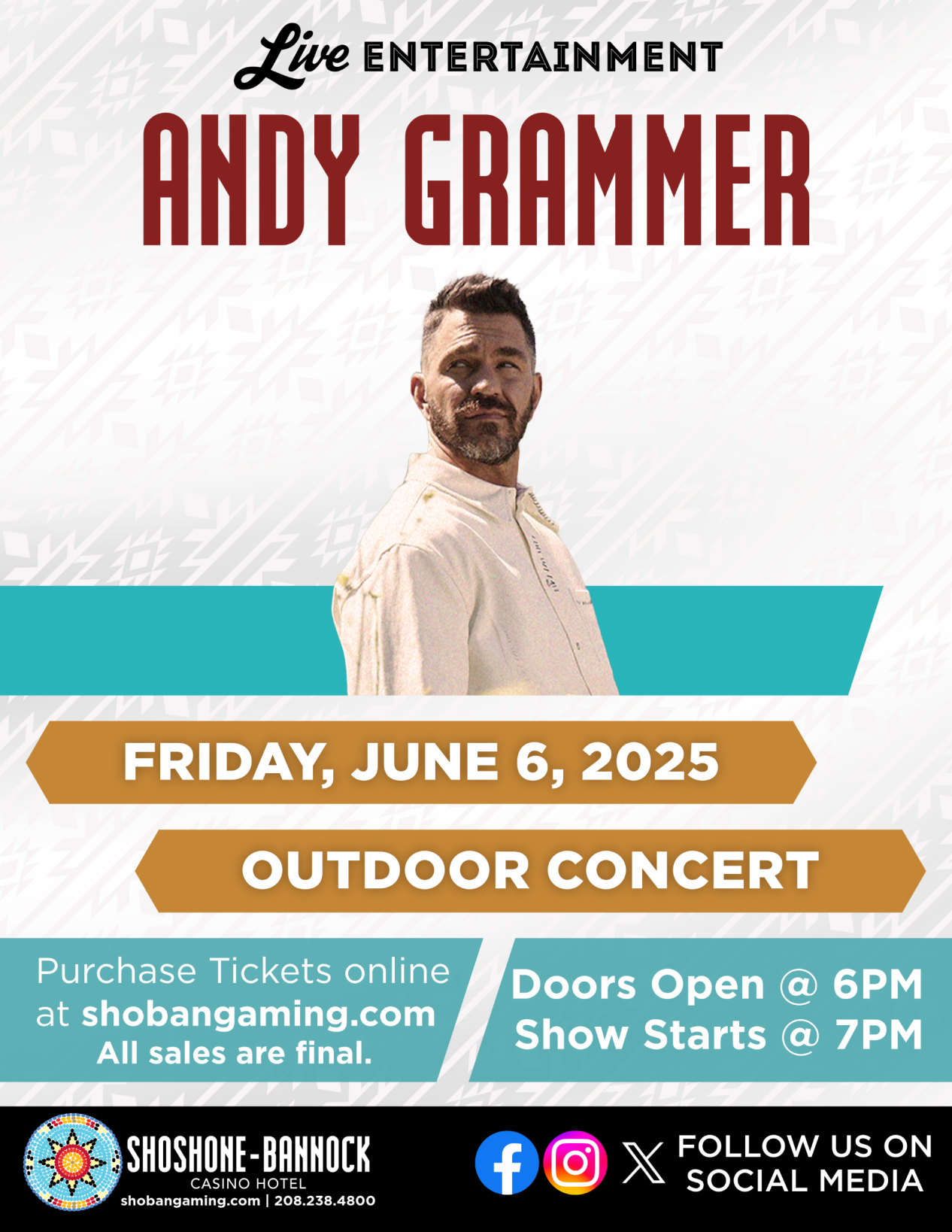 Shoshone-Bannock Casino Hotel announces outdoor Andy Grammer concert ...