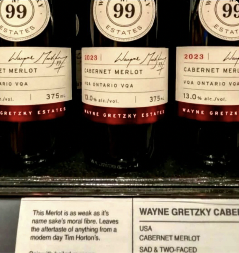 Wayne Gretzky slammed in photos of altered LCBO wine labels
