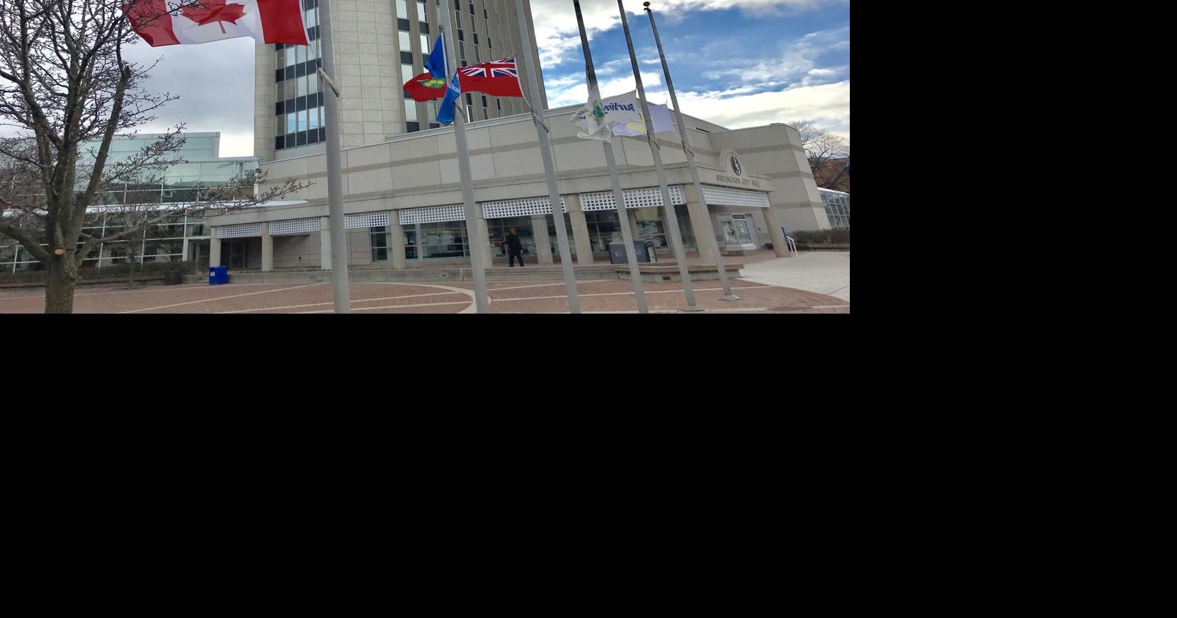 What’s going on here? Half-mast flags at Burlington City Hall