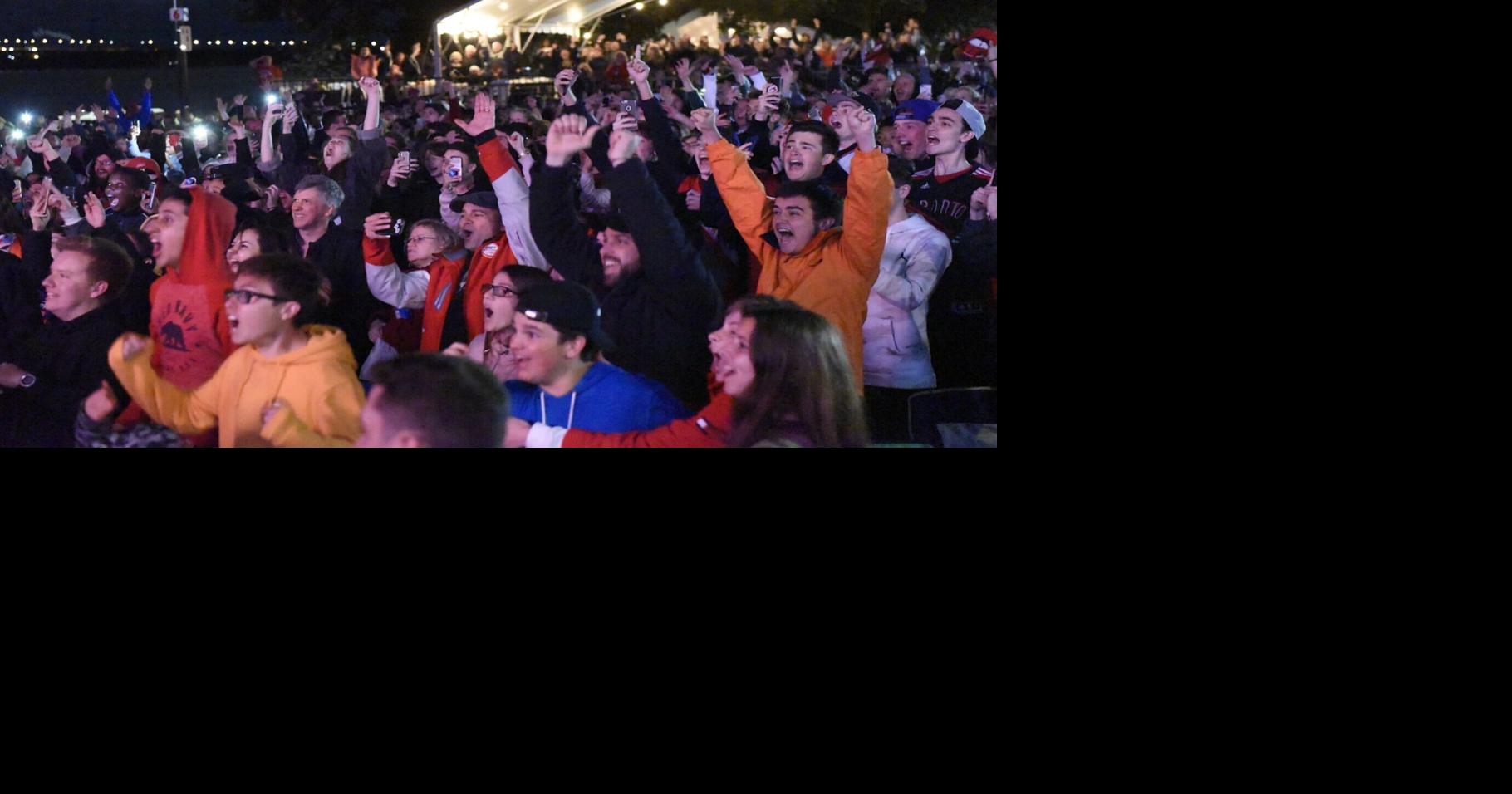 Raptors Win: Burlassic Park in Burlington erupts as Raptors fans ...
