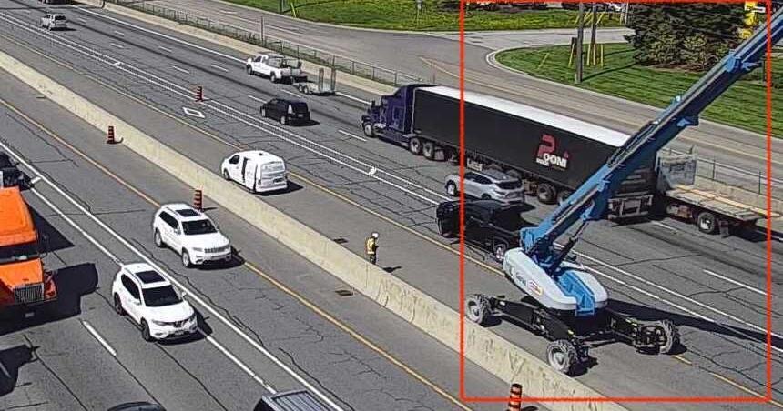 Serious traffic jam on QEW in Oakville and Burlington with 'all lanes ...