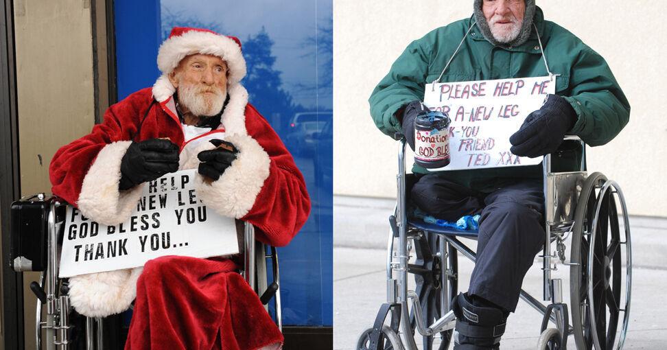 Is panhandler raising money for leg?