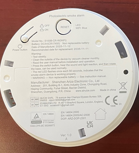 Health Canada product recall notice: Wi-Fi smoke alarm