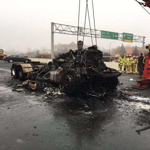 UPDATED: Two people dead in fiery crash on QEW in Oakville