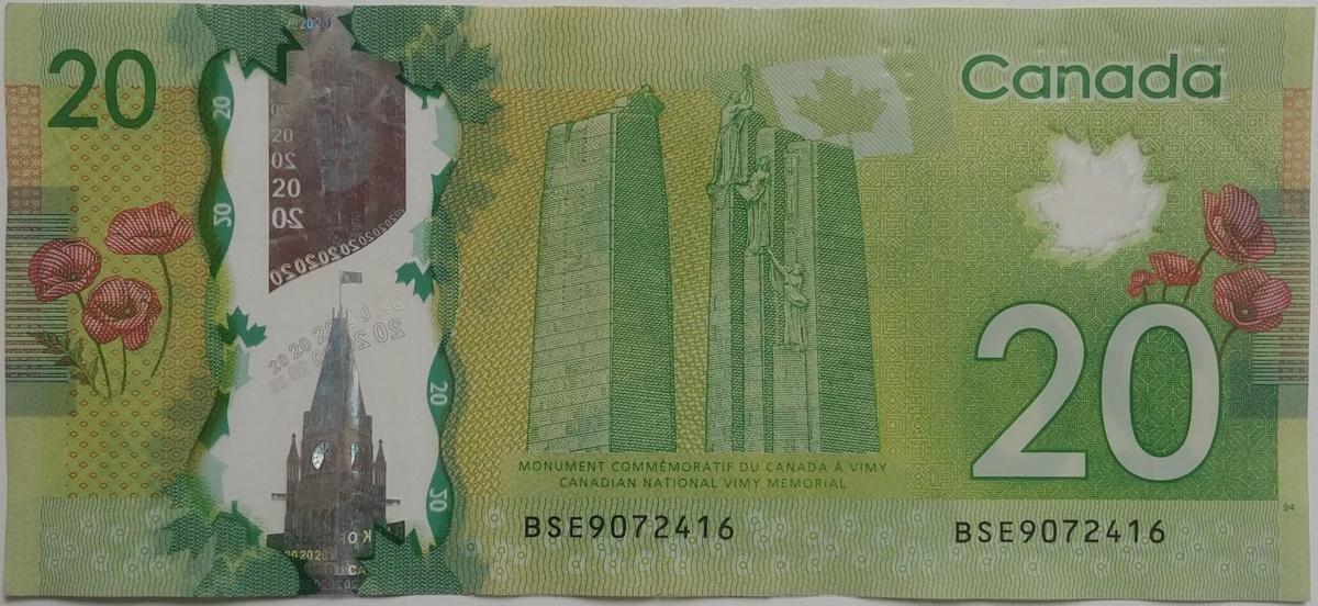 canadian 20 dollar bill change