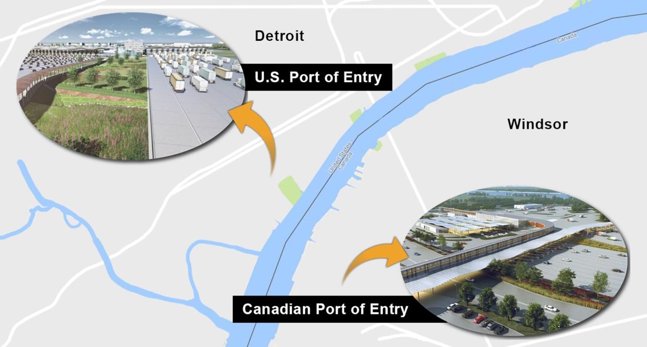 Who owns the Gordie Howe bridge and where is it located?