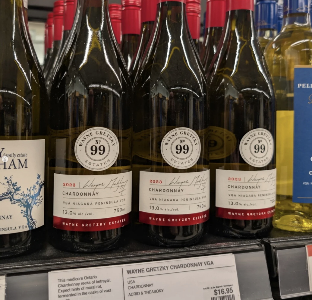 Wayne Gretzky slammed in photos of altered LCBO wine labels