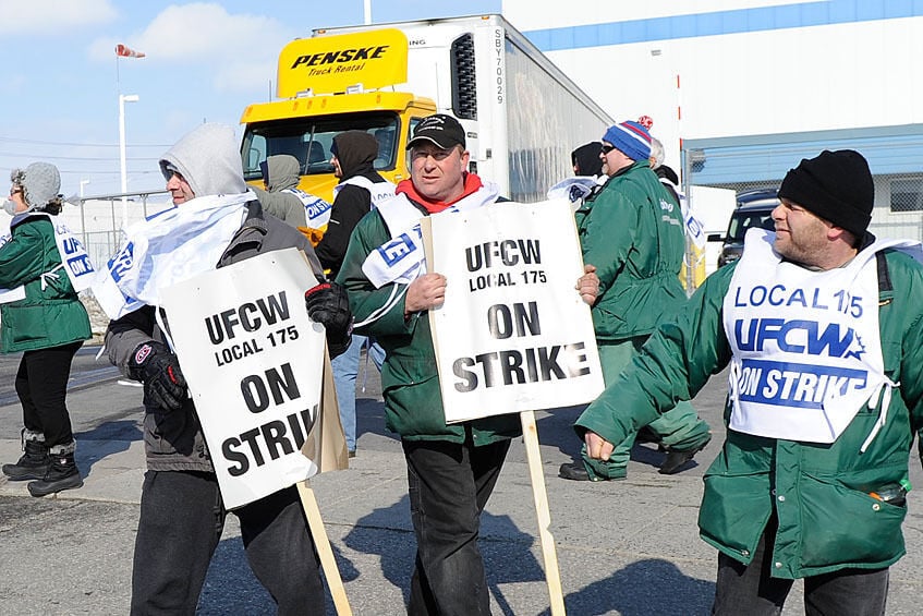 Employees on strike at Sobeys' Milton warehouse