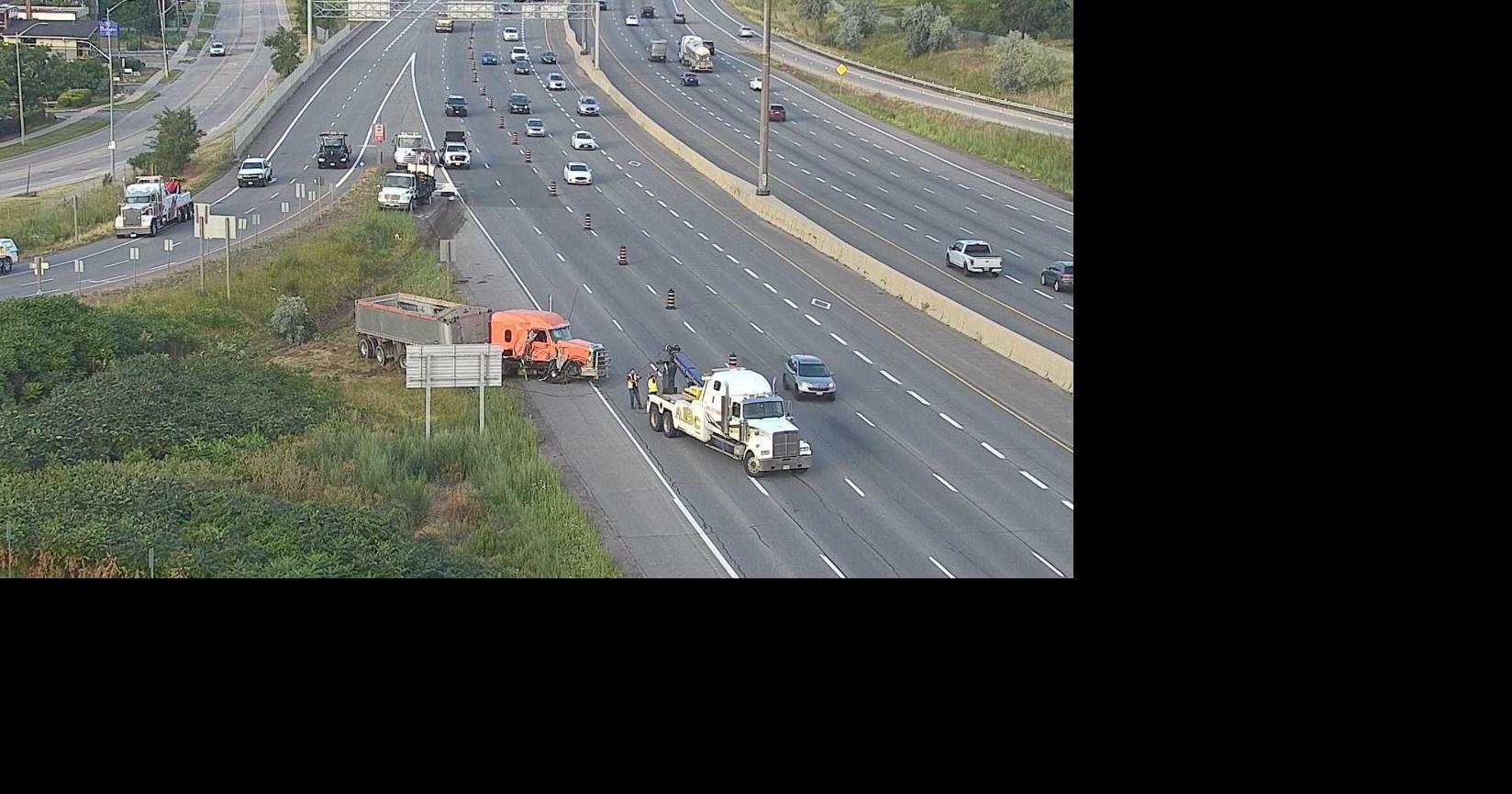 Truck crash on QEW in Burlington leaves 'all lanes closed'