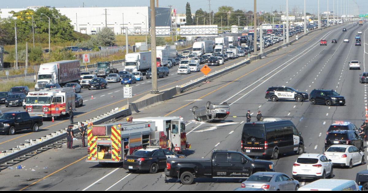 ‘It was pretty scary:’ Eight people hospitalized after QEW crash