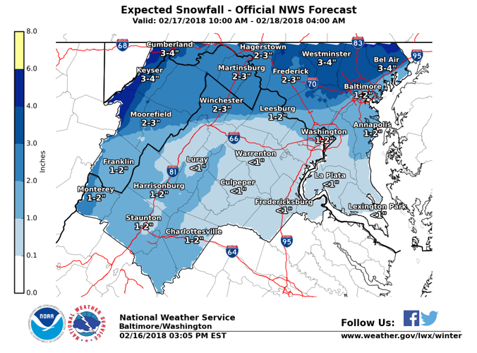 Latest snow, sleet forecast for Saturday in Northern Virginia | Weather ...