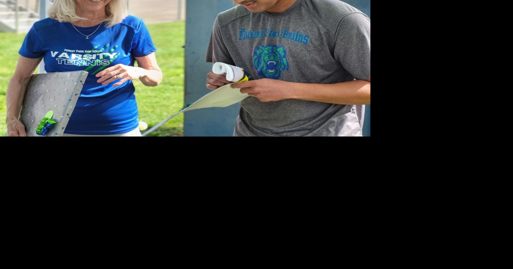 Forest Park head boys tennis coach Rae Costello honored Shari Saeed May ...