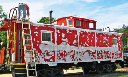 Optimist Club Volunteers Work to Spruce Up Vienna Caboose | news ...