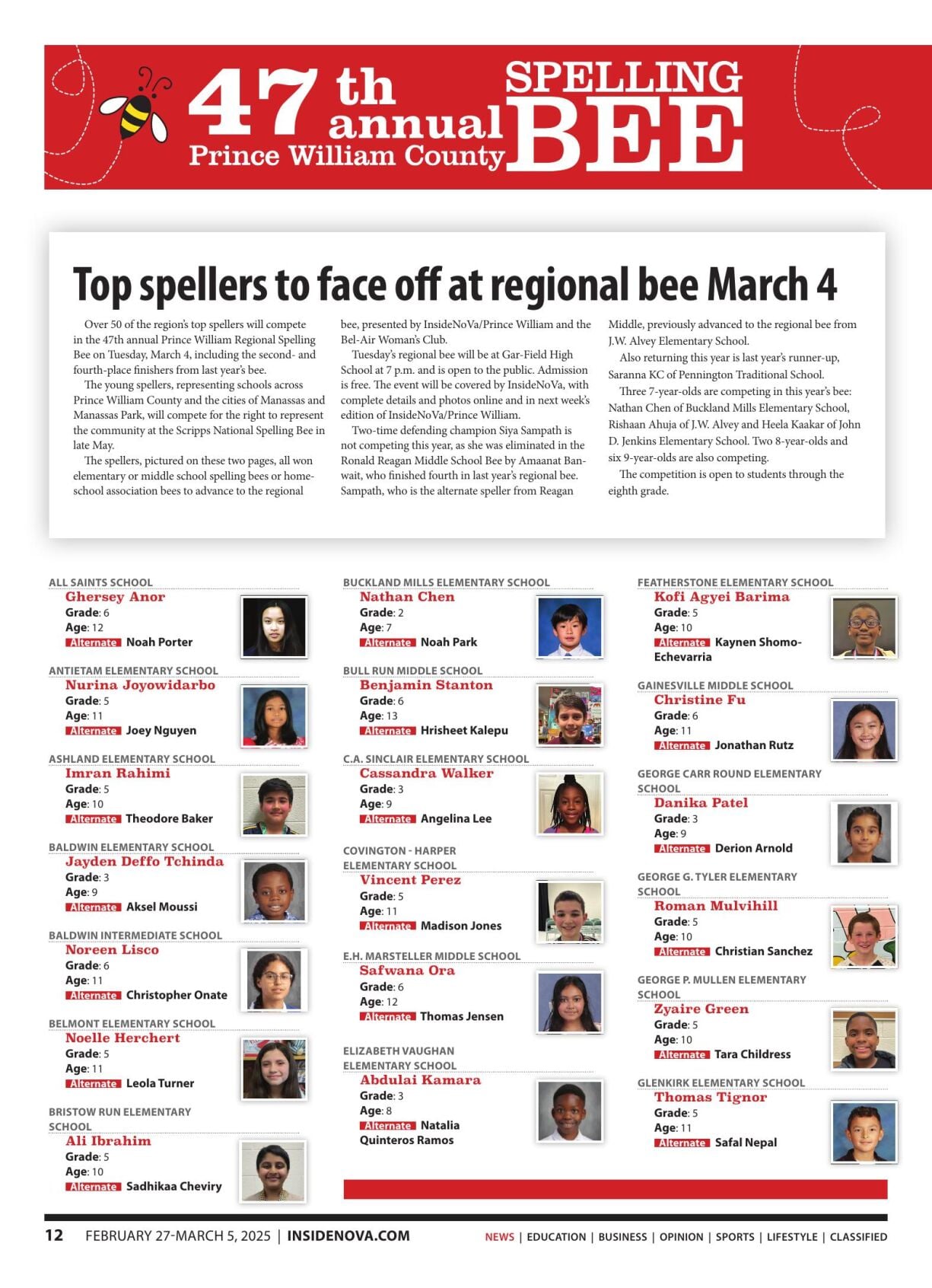 2025 Prince William spelling bee set for March 4 | Headlines ...