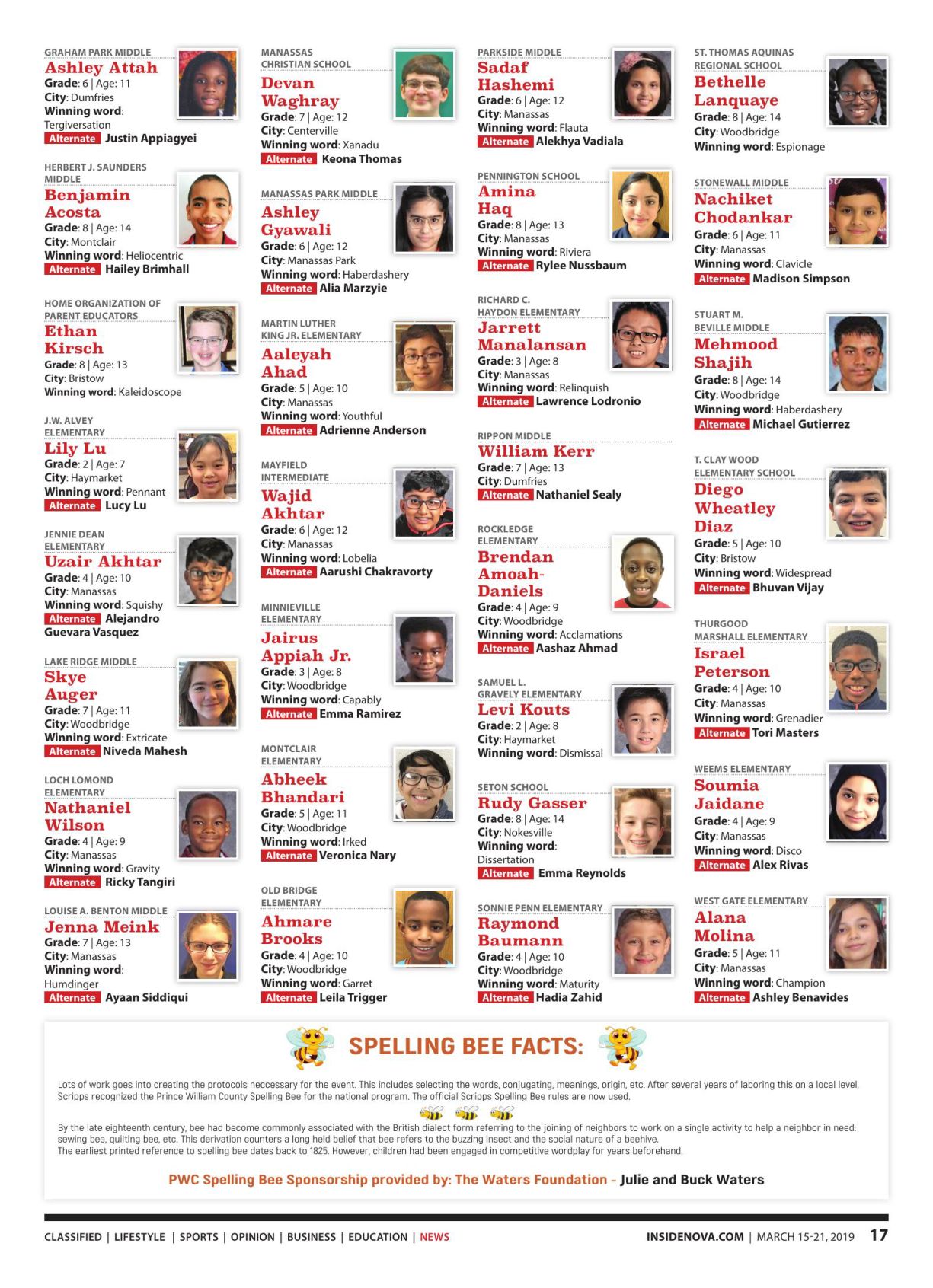 Prince William County Spelling Bee: Top spellers square off March 22 ...