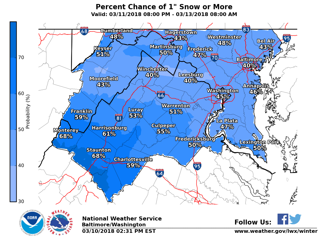 Snowfall estimates still moving for Monday in Northern Virginia | News ...