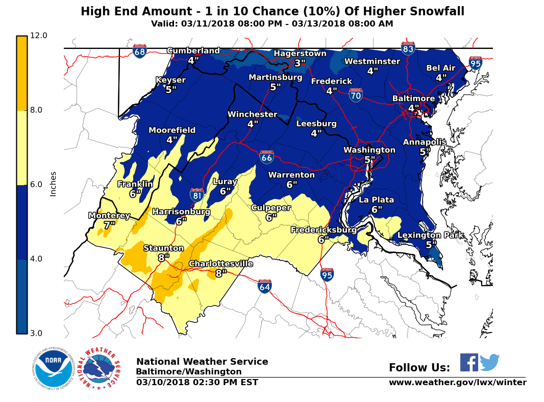 Snowfall estimates still moving for Monday in Northern Virginia | News ...