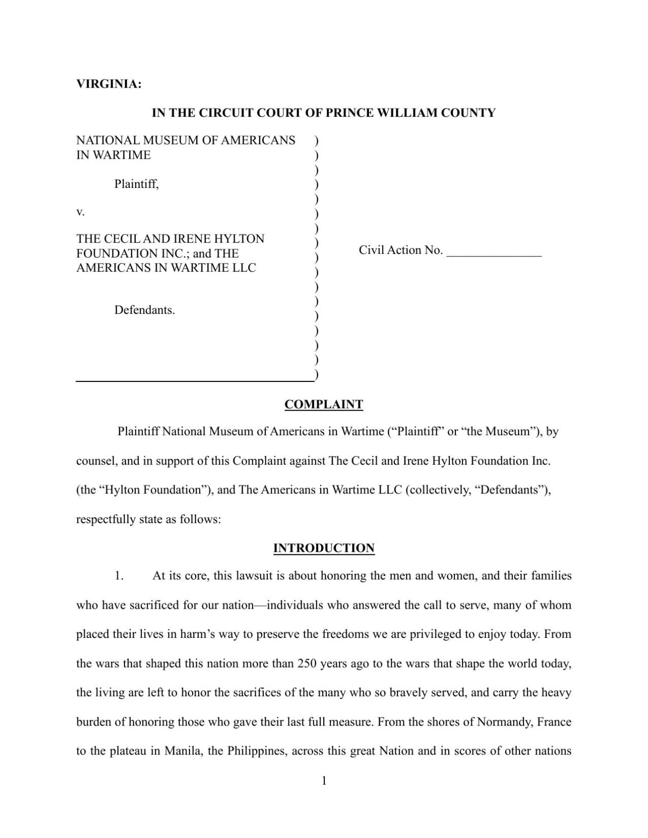 Americans in Wartime Museum sues Hylton Foundation | Prince William ...
