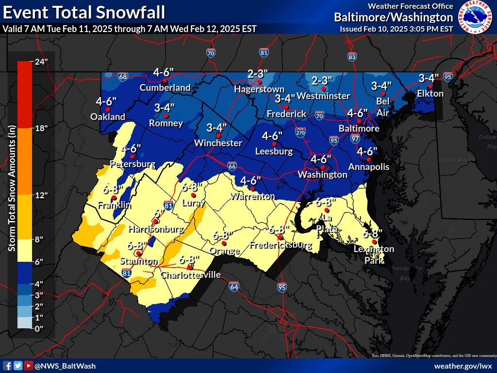Northern Va. under winter storm watch Tuesday into Wednesday ...