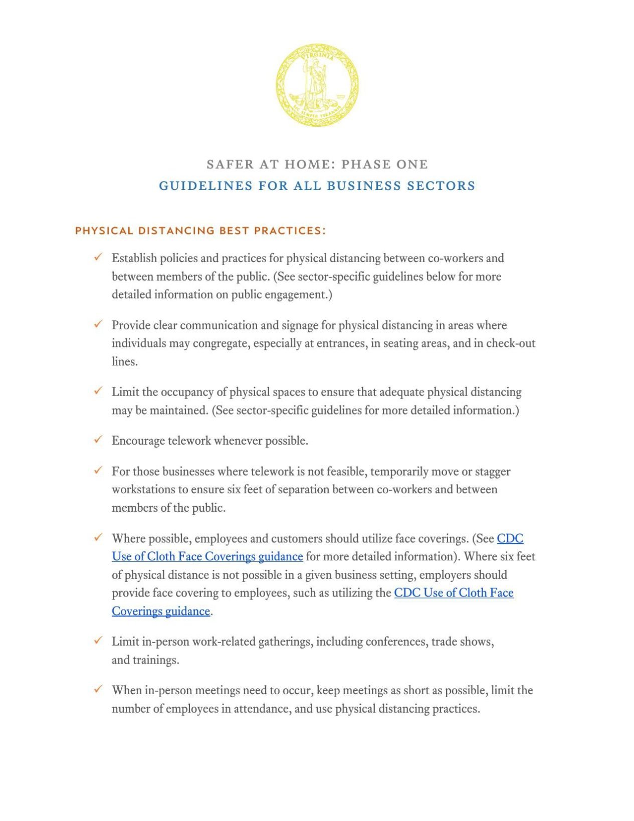 Virginia's Phase One reopening details released | Business | insidenova.com