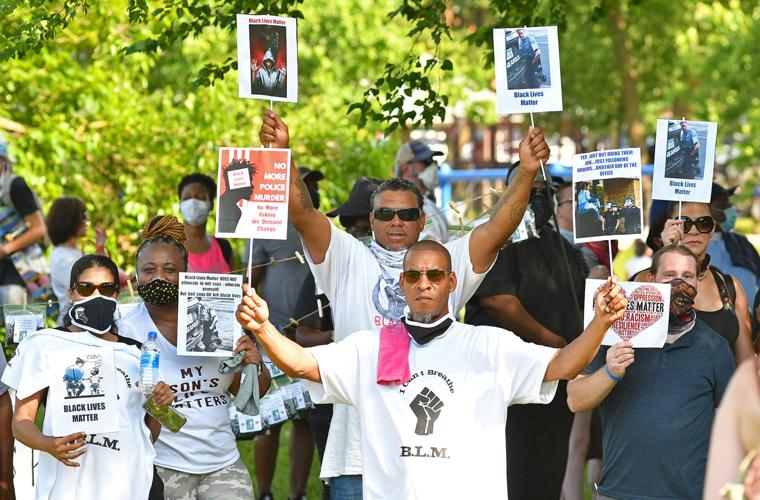 Hundreds march in peaceful rally from Yowell Meadow Park to Main Street ...