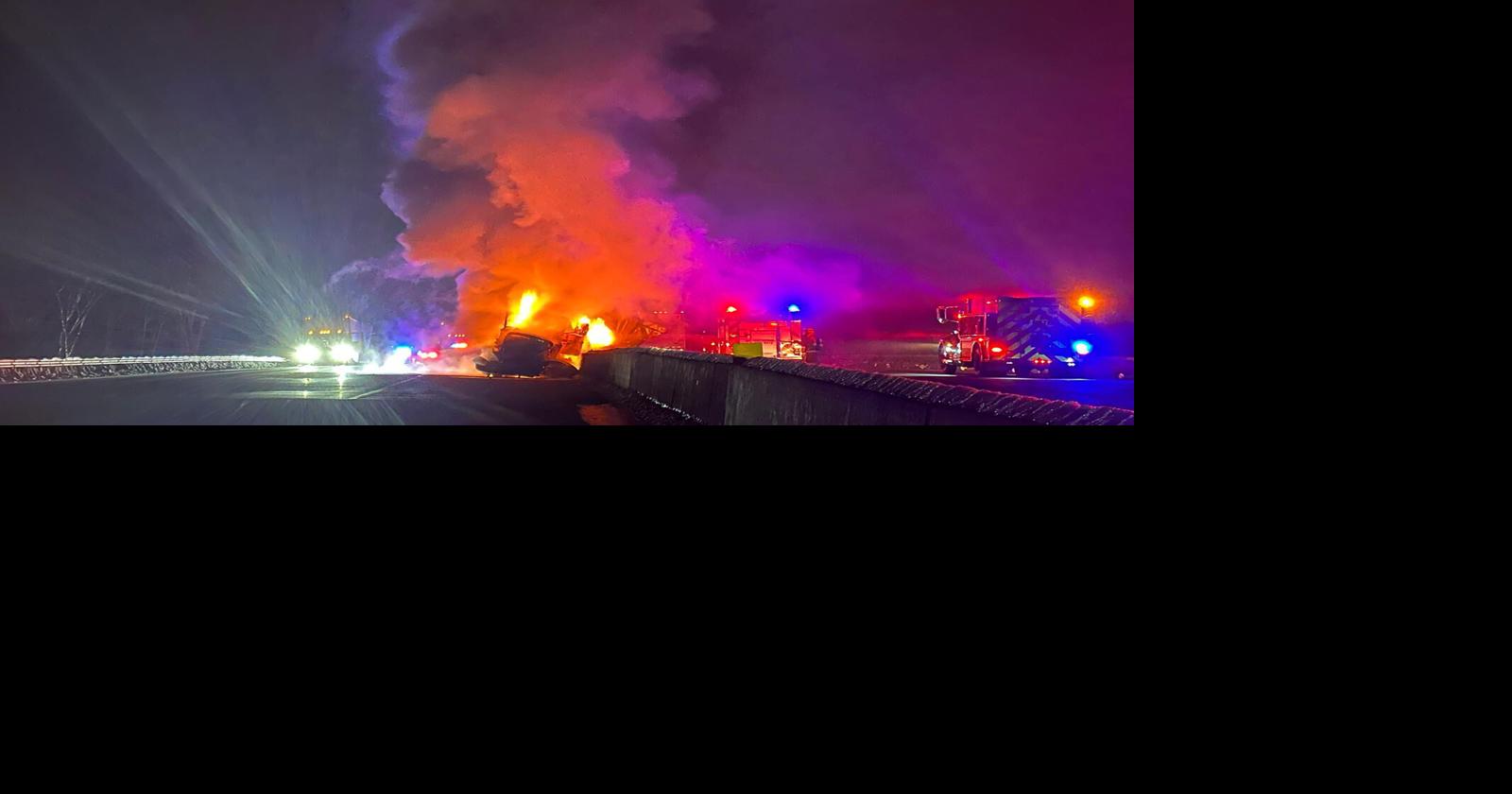OPP investigate fiery 401 tractor trailer crash