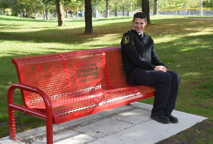 Have a seat: New Crime Stoppers bench makes colourful splash at Conlon ...