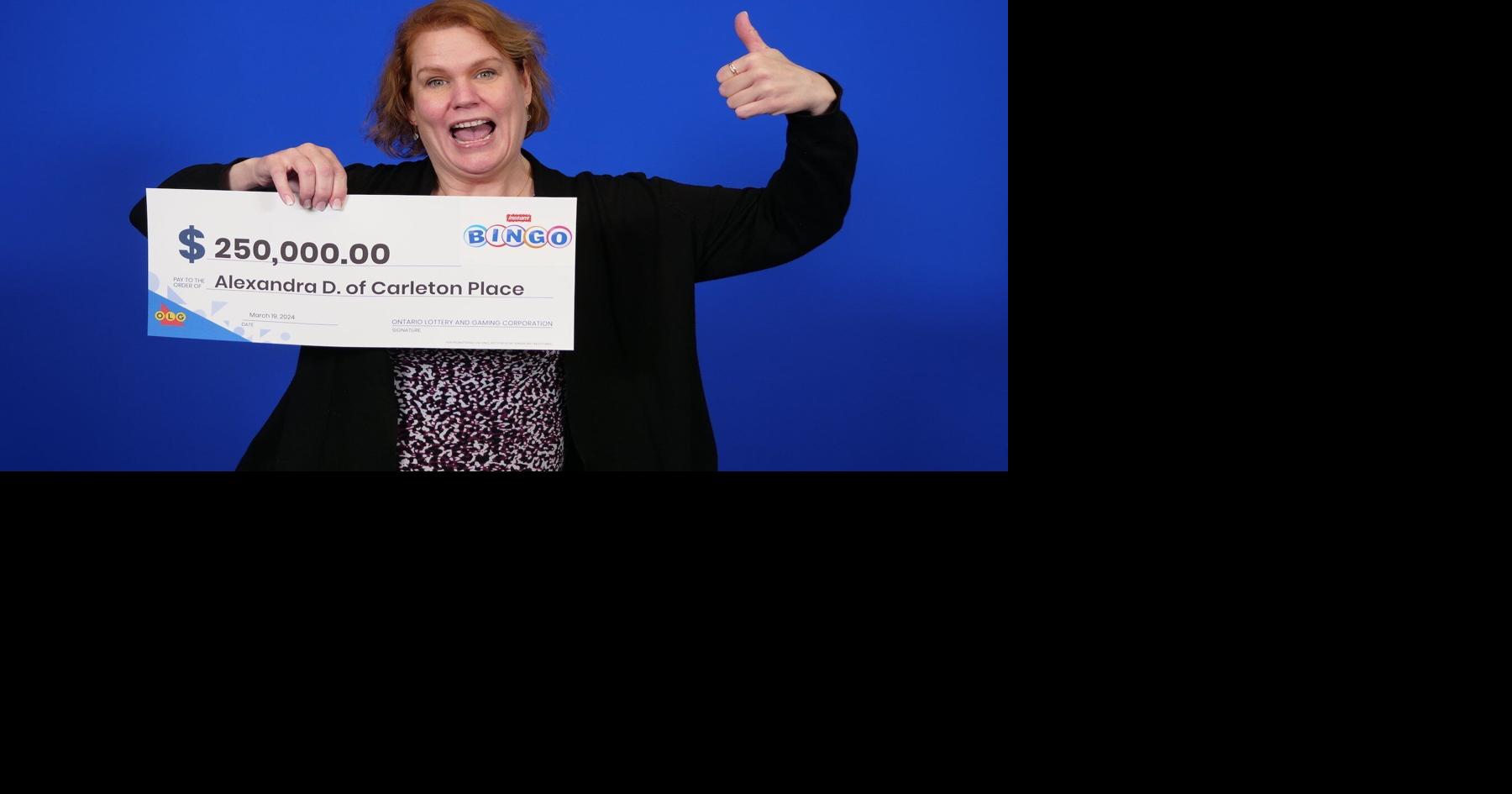 Carleton Place woman $250K richer after lotto win