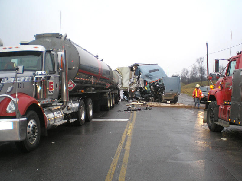 Tractor trailer collision closes Philip Shrive Bridge