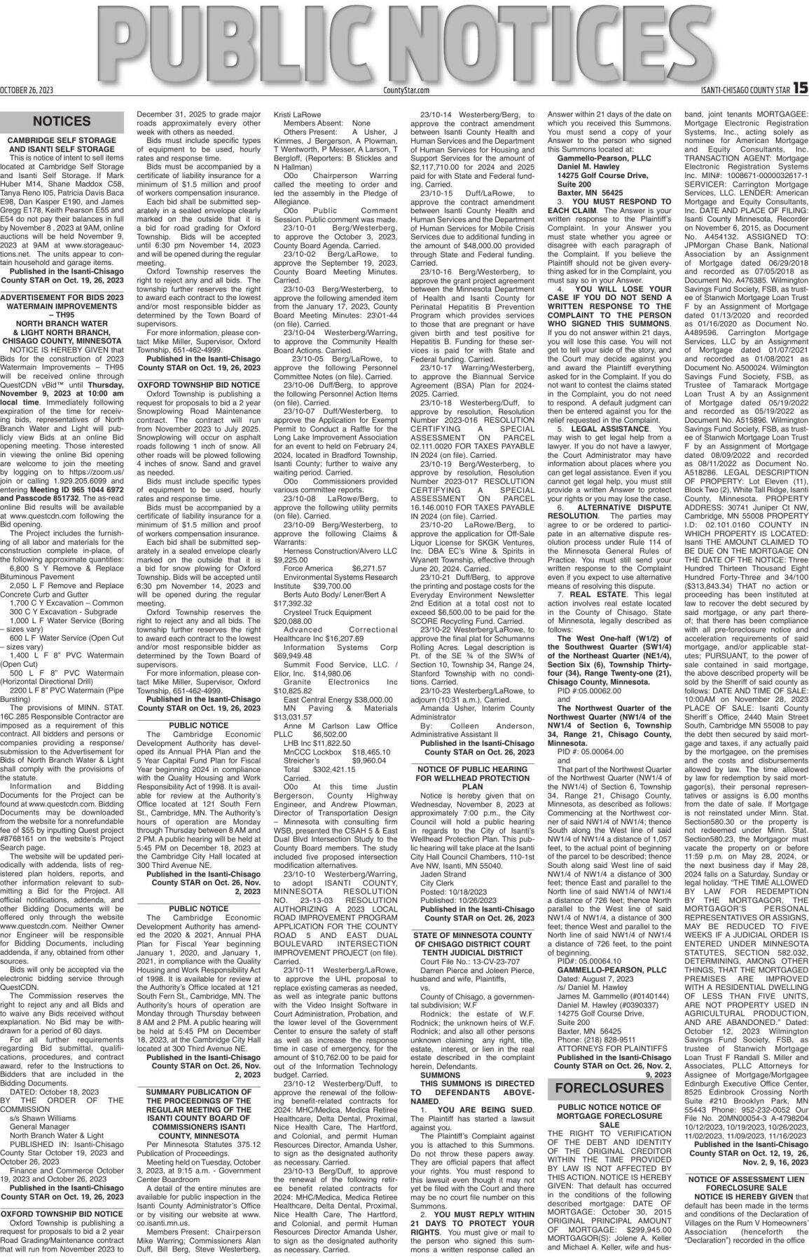Public Notices - October 26, 2023 | Public Notices | isanti ...