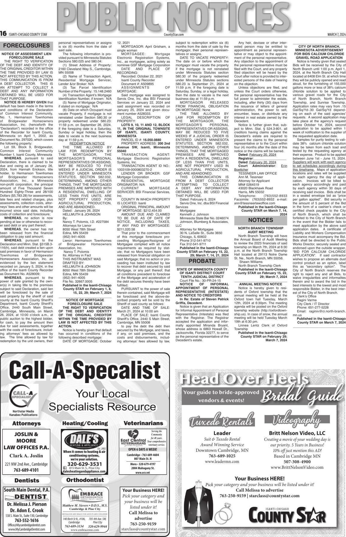 Public Notices - March 7, 2024 | Public Notices | isanti ...