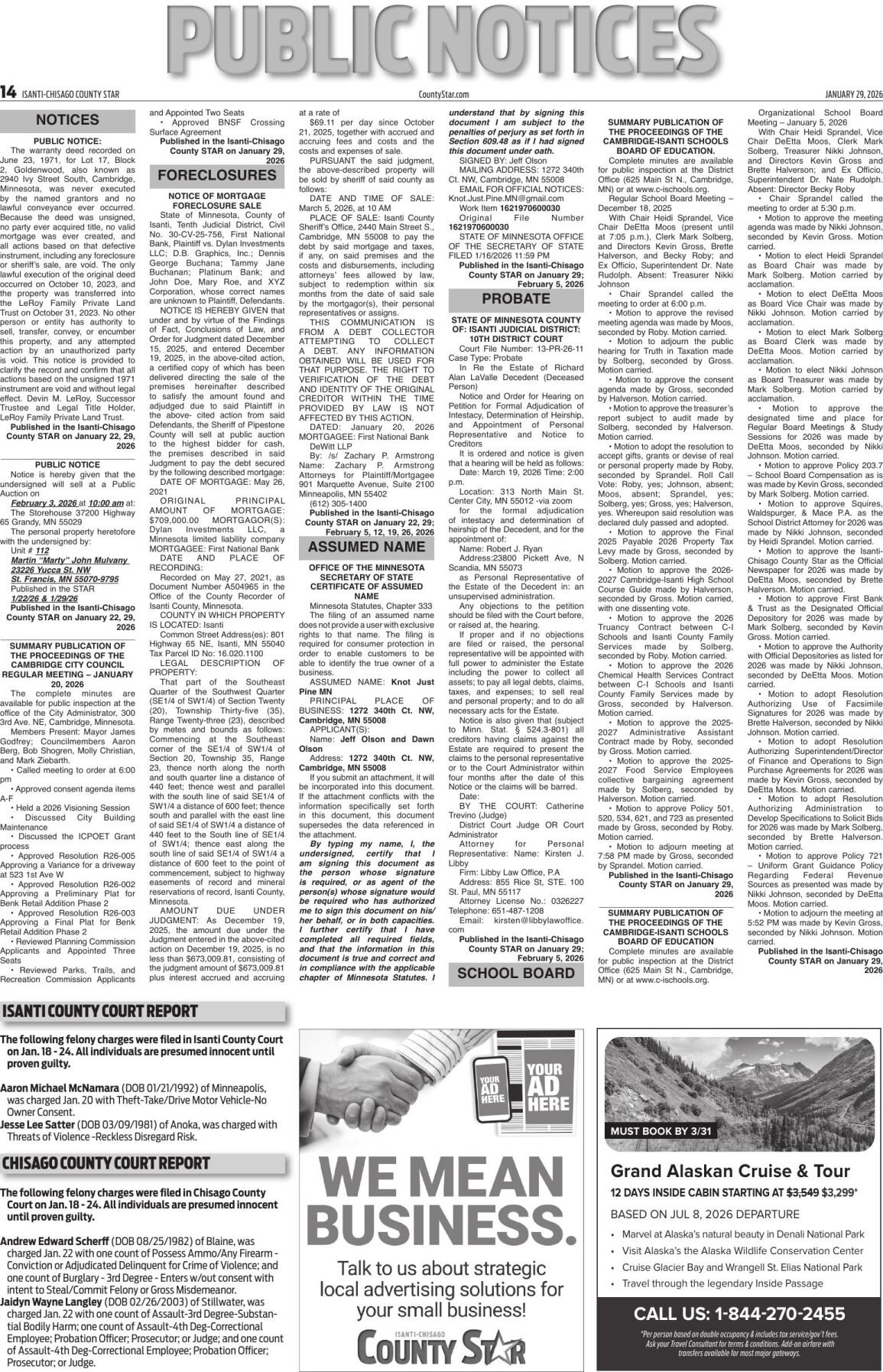 Public Notices - January 29, 2026 | Public Notices | isanti ...