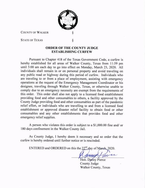 County Judge issues curfew amid first positive test | Coronavirus ...