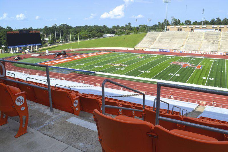 Installation of turf field at Bowers Stadium nearly complete | Sam ...